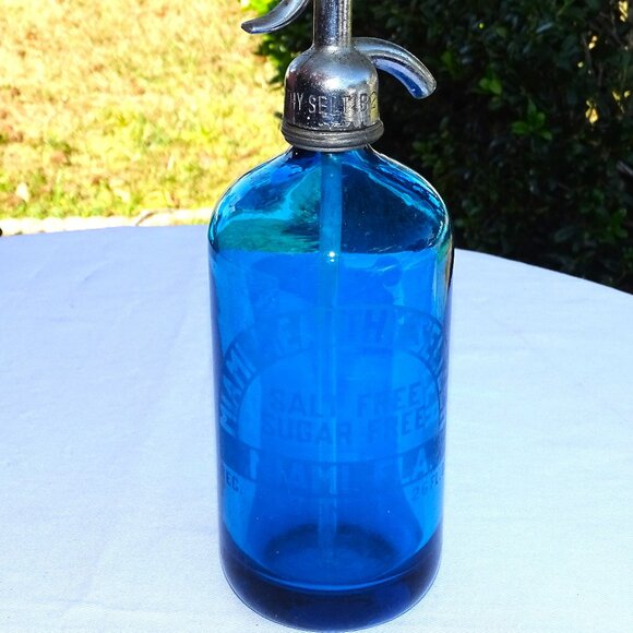 Miami Healthy Seltzer | Other | Vintage Blue Glass Seltzer Bottle Miami ...